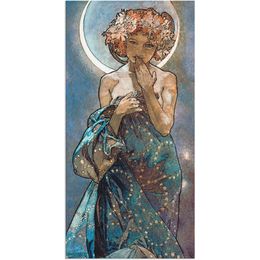 Wandbild Artland "Sterne Der Mond 1902" Bilder Gr. B/H: 50 cm x 100 cm, Alu-Dibond-Druck Frau, 1 St., blau Kunstdrucke