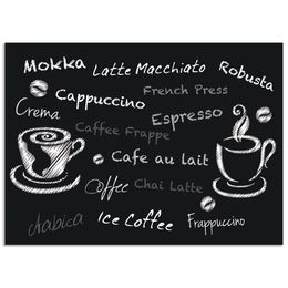 Küchenrückwand Artland "Kaffee. Designelemente auf einer Tafel" Spritzschutzwände Gr. B/H: 90 cm x 65 cm, schwarz Küchendekoration