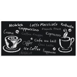 Küchenrückwand Artland "Kaffee. Designelemente auf einer Tafel" Spritzschutzwände Gr. B/H: 120 cm x 55 cm, schwarz Küchendekoration