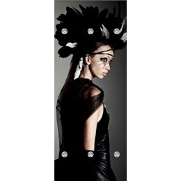 Garderobenleiste queence "Frau mit Kopfschmuck" Garderobenhalter Gr. B/H/T: 50 cm x 120 cm x 10 cm, schwarz Haken