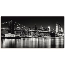 Wandbild Artland "Nächtliche Skyline Manhattan I" Bilder Gr. B/H: 150 cm x 75 cm, Leinwandbild Amerika, 1 St., schwarz Kunstdrucke