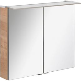 Spiegelschrank Fackelmann "PE 80 - Ast-Eiche" Schränke Gr. B/H/T: 80 cm x 69 cm x 24 cm, 2 St., silberfarben Spiegelschrank mit Beleuchtung Spiegelschränke Schränke