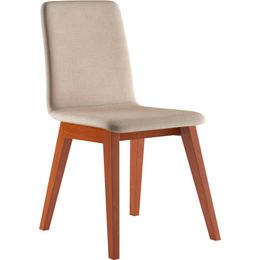 Stuhl Inosign "Sandy" Stühle Gr. B/H/T: 47 cm x 88 cm x 56 cm, 2 St., Microfaser Veloursoptik, Massivholz, beige (beige, kirsch) 4-Fuß-Stuhl Esszimmerstuhl Polsterstuhl Küchenstühle