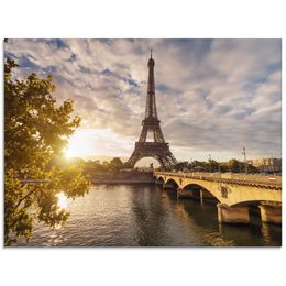 Glasbild Artland "Paris Eiffelturm II" Bilder Gr. B/H: 80 cm x 60 cm, Glasbild Gebäude Querformat, 1 St., orange Glasbilder