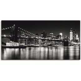 Wandbild Artland "Nächtliche Skyline Manhattan I" Bilder Gr. B/H: 100 cm x 50 cm, Leinwandbild Amerika, 1 St., schwarz Kunstdrucke