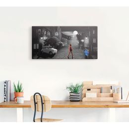 Wandbild Artland "Feierabend in bella Italia" Bilder Gr. B/H: 150 cm x 75 cm, Leinwandbild Frau, 1 St., schwarz Kunstdrucke