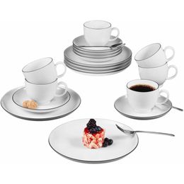 Kaffeeservice Seltmann Weiden "Geschirr-Set, Service Lido Black Line" Geschirr-Sets Gr. 18 tlg., schwarz-weiß (weiß, schwarz) Geschirr-Sets für 6 Personen