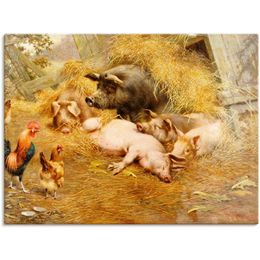 Wandbild Artland "Glückliches Tierleben." Bilder Gr. B/H: 120 cm x 90 cm, Leinwandbild Haustiere, 1 St., bunt Kunstdrucke