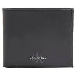 Geldbörse Calvin Klein Jeans "MONOGRAM SOFT BIFOLD W/COIN" schwarz (black) Kleinlederwaren Geldbörsen Geldscheinklammern