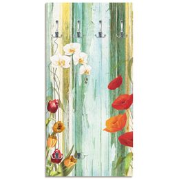 Garderobenleiste Artland "Bunte Blumen" Garderobenhalter Gr. B/H/T: 60 cm x 120 cm x 2,8 cm, bunt Haken