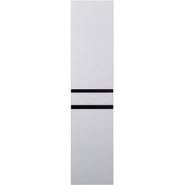 Hochschrank Marlin "3510clarus" Schränke Gr. B/H/T: 40 cm x 179 cm x 35 cm, Türanschlag links, 2 St., schwarz-weiß (weiß supermatt, schwarz supermatt) Bad-Hochschränke