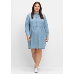 Jeanskleid sheego "Große Größen" Gr. 56, Normalgrößen, blau (light blue denim) Damen Kleider Jeanskleider