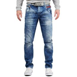 Cipo & Baxx Cipo & Baxx Slim-fit-Jeans Herren Hose BA-CD394 mit roten Zipper und Stonewashed
