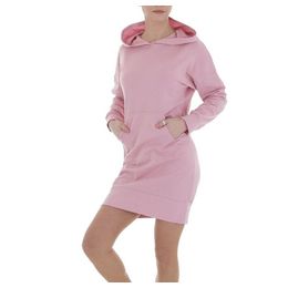 Ital-Design Shirtkleid Damen Freizeit Kapuze Stretch Minikleid in Rosa
