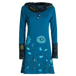 Vishes Jerseykleid Blumen-Kleid Langarm-Shirtkleid Schal-Kleid Baumwollkleid Goa