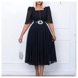 AFAZ New Trading UG Abendkleid Elegantes Damen-Patchwork-Sommerkleid aus Seide (mit Gürtel)
