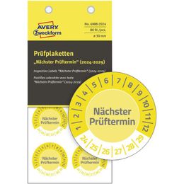 Zweckform 6988-2024 Prüfplakette Nächster Prüftermin 2024-2029 Gelb (ø) 30 mm 30 mm 80 St - Avery