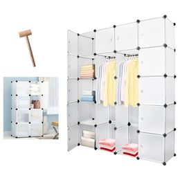 VINGO 20 Würfel Weiß Regalsystem Kleiderschrank Kunststoff diy Garderobenschrank mit Türen Garderobe für Kinderzimmer Schlafzimmer einfach zu montieren