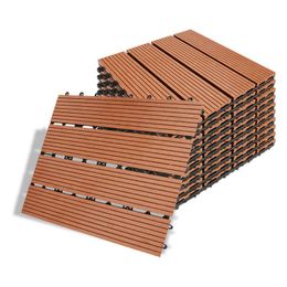 Wpc Terrassenfliesen 22er Holzfliesen Kunststoff Spar Set für 2m² 30x30cm Garten Klickfliese Bodenbelag mit Drainage Balkonfliesen - Braun - VINGO