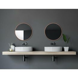 Noble Badspiegel, Dekospiegel, rund, � 60 cm - Badezimmerspiegel mit Kupferfarben Lackierung � Kupfer - Talos