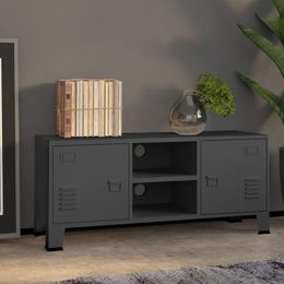 Bonnevie - Moderne TV-Möbel, TV-Lowboard TV-Schrank für das Wohnzimmer Industrie-Stil Anthrazit 105x35x42 cm Metall -FV44319 - Anthrazit