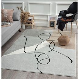 the carpet - Beat Moderner Weicher Designer Teppich, Weicher Flor, Pflegeleicht, Farbecht, Blickfang, Abstrakt, Grau, 160 x 220 cm