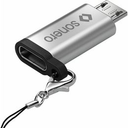 USB-Adapter otg, Micro-USB auf usb-c Buchse, alu/silber - Sonero