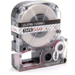 Schriftband-Kassette kompatibel mit KingJim SR530, SR550, SR530C, SR3900P, SR6700D, SR40, SR750 Etiketten-Drucker 9mm Rot auf Transparent - vhbw