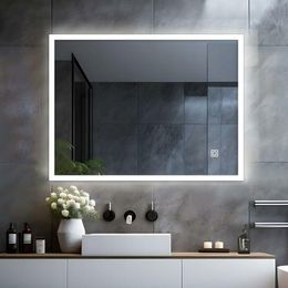 Meesalisa - lisa led Badspiegel mit Beleuchtung 50 60 80 cm, Bad Spiegel Groß badezimmerspiegel mit Touch Kaltweiß Licht Wandspiegel für Badezimmer,