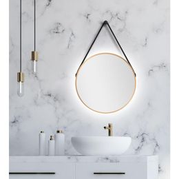 Talos - Gold Light Spiegel rund � 50 cm � runder Wandspiegel in gold- Wandspiegel mit led - Badspiegel rund mit hochwertigen Aluminiumrahmen