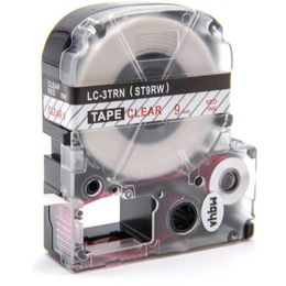vhbw - Schriftband-Kassette Ersatz für KingJim ST9RW für Etiketten-Drucker 9mm Rot auf Transparent