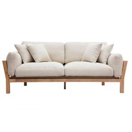 Miliboo - Design-Sofa 3 Plätze Cremeweiß Holzbeine kyo - Natur