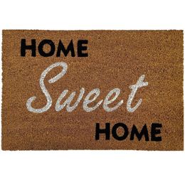 Kokos-Fußmatte - Home Sweet Home 2 - 40 x 60 cm - Rutschfest, staubfrei & effektiver Schmutzabrieb - Nature