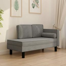 MAISONCHIC - Sofa Loungesofa Couch Modern mit Kissen und Nackenrolle Hellgrau Samt DE18082