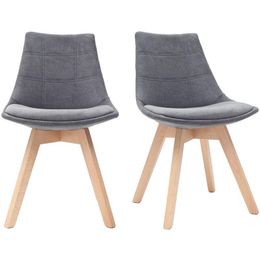 Miliboo Stühle skandinavisch aus dunkelgrauem Stoff und Holz (2er-Set) matilde - Dunkelgrau