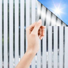 2x Fensterfolie 95% UV-Sonnenschutz Streifen Selbsthaftend Sichtschutzfolie Glasdekor (95x300cm) - Weiß