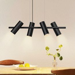 Hängeleuchte Esstisch Schwarz 4 Flammig - Hängelampe GU10 Wohnzimmer Modern Pendelleuchte Industrial Esszimmerlampe Hängend Metall für Innen Küche