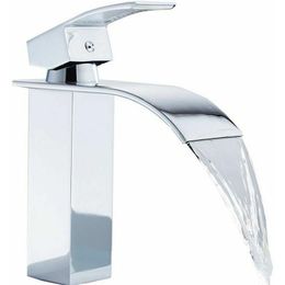 VINGO Wasserhahn fürs Bad in kantigem Design, Einhebelmischer mit klarer Linienführung in modernem Look, Badarmatur Chrom - Chrom