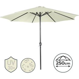 Miadomodo - Sonnenschirm - ø 250cm, Handkurbel, Wasserabweisend, Platzsparend, Creme, für Balkon, Terasse, Garten - Ampelschirm, Gartenschirm,