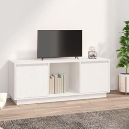 TV-Möbel,TV-Schrank TV-Lowboard für Wohnzimmer TV-Hängeschrank Weiß 110,5x35x44 cm Massivholz Kiefer MAISONCHIC 53195
