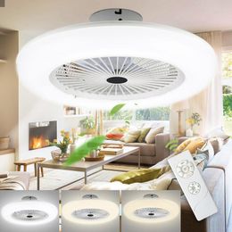 Swanew - Deckenventilator 80w Led mit Beleuchtung Fan led Lüfter Lampe mit Fernbedienung Moderne - Weiß