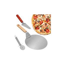 Pizzaschieber Pizzaschneider 3-er Set Pizzaroller Pizzaheber mit Holzgriff für hausgemachte Pizzen - Springos