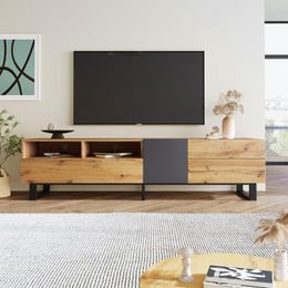 Okwish - Moderner Colorblocking-TV-Schrank TV-Schrank mit Holzmaserung 180cm
