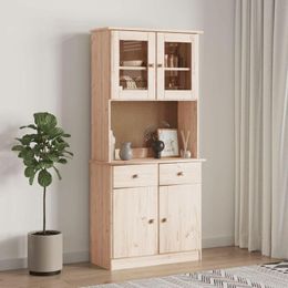 Highboard,Kommode,Sideboard,Vitrine alta 77x35x165 cm Massivholz Kiefer VMEC926071 MAISONCHIC