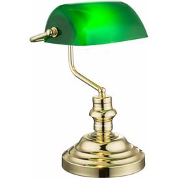 Globo Nostalgie Antik Retro Tisch Lampe Banker Leuchte Schreibtischlampe Antique grün 2491K