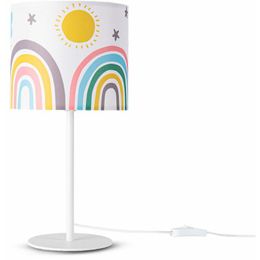 Paco Home - Nachttischlampe Kinderzimmer Tischleuchte Bunt Wandlampe Kinderzimmer Regenbogen Tischleuchte - Weiß, Design 5 (Ø18 cm)
