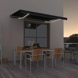 Gelenkarmmarkise，Windfest Sonnenmarkise Einziehbar mit LED 400x350 cm Anthrazit vidaXL