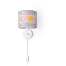 Paco Home - Nachttischlampe Kinderzimmer Tischleuchte Bunt Wandlampe Kinderzimmer Regenbogen Wandleuchte - Weiß, Design 4 (Ø18 cm)