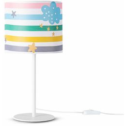 Paco Home - Nachttischlampe Kinderzimmer Tischleuchte Bunt Wandlampe Kinderzimmer Regenbogen Tischleuchte - Weiß, Design 6 (Ø18 cm)