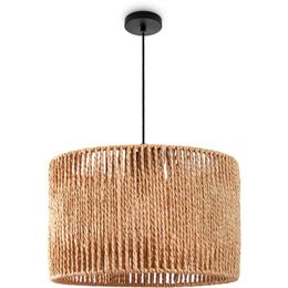 Paco Home - Pendelleuchte Esstisch Papier Boho Hängelampe Esszimmer Lampe E27 Rattan Pendelleuchte - Schwarz, Natur (Ø32cm)